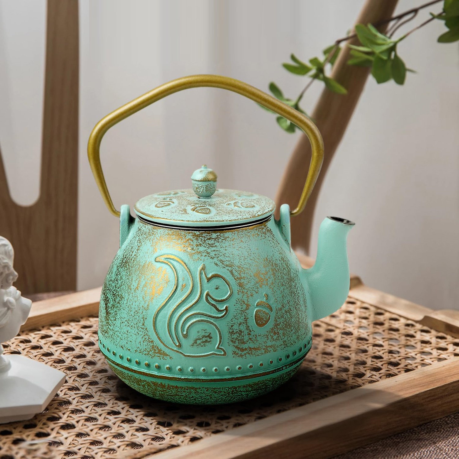 Millwood Pines 32 Ounce Cast Iron Tea Kettle Stovetop Safe with ...