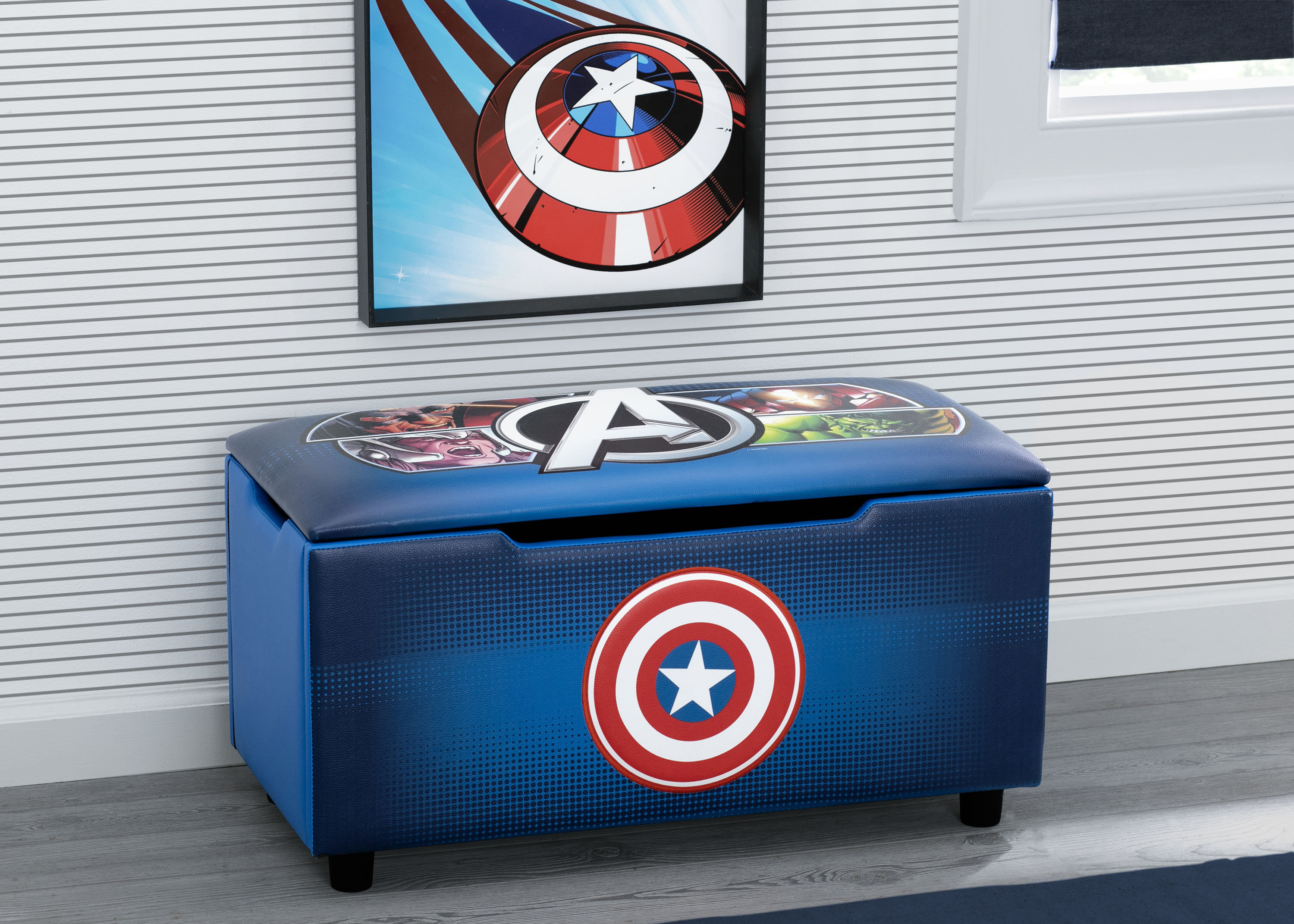 Delta Children Marvel Avengers Faux Leather Cabinet Storage Bench ...