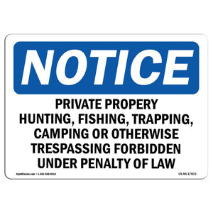SignMission Private Property Hunting Fishing Trapping Sign | Wayfair