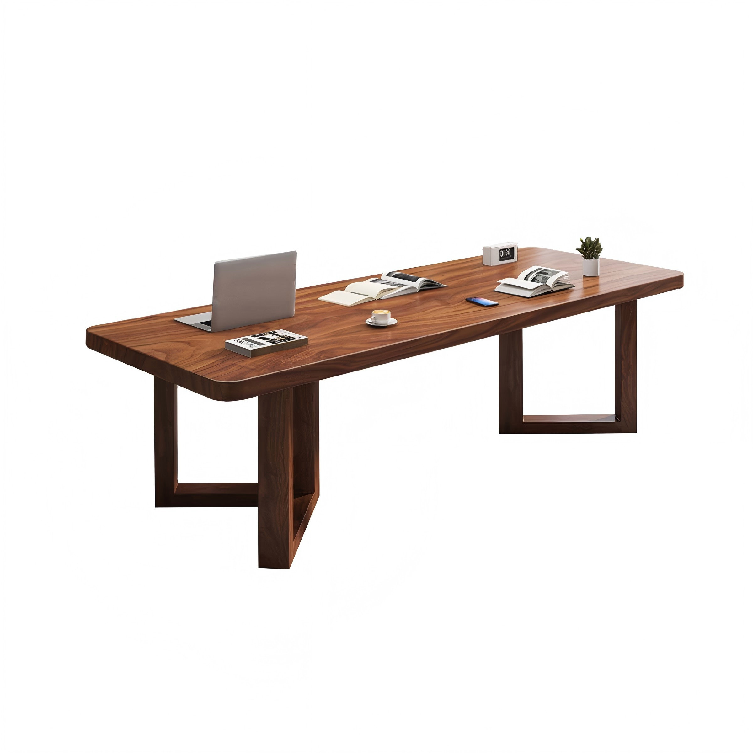 Latitude Run® Retro Minimalist Walnut Long Conference Table - Wayfair ...