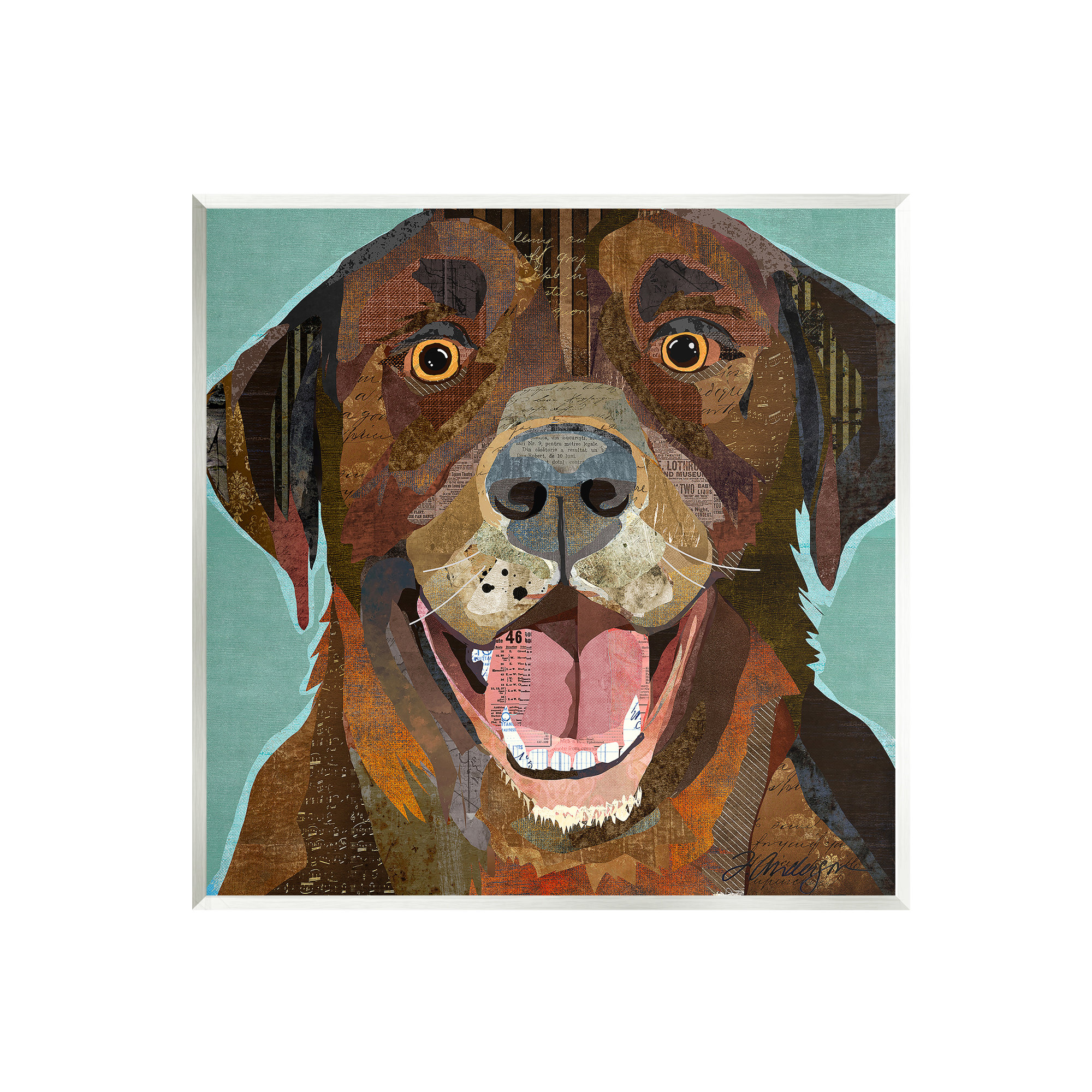 Stupell Industries Collaged Ephemera Dog Portrait Painting Brown ...