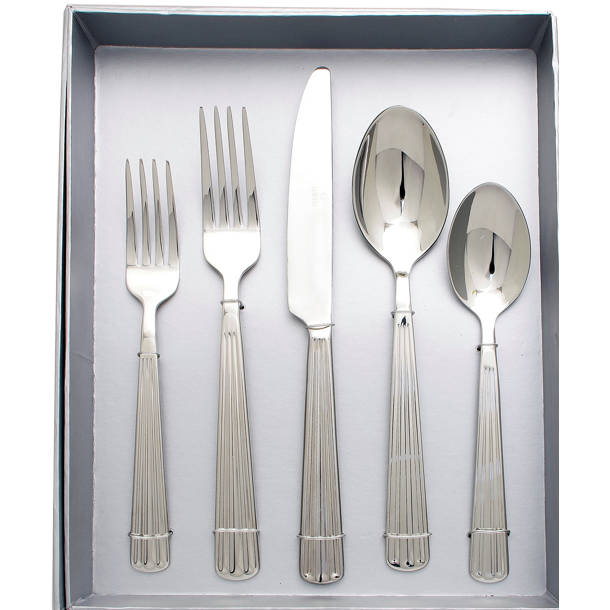Fortessa Doria 5 Piece 18/10 Stainless Steel Flatware Set, Service for ...