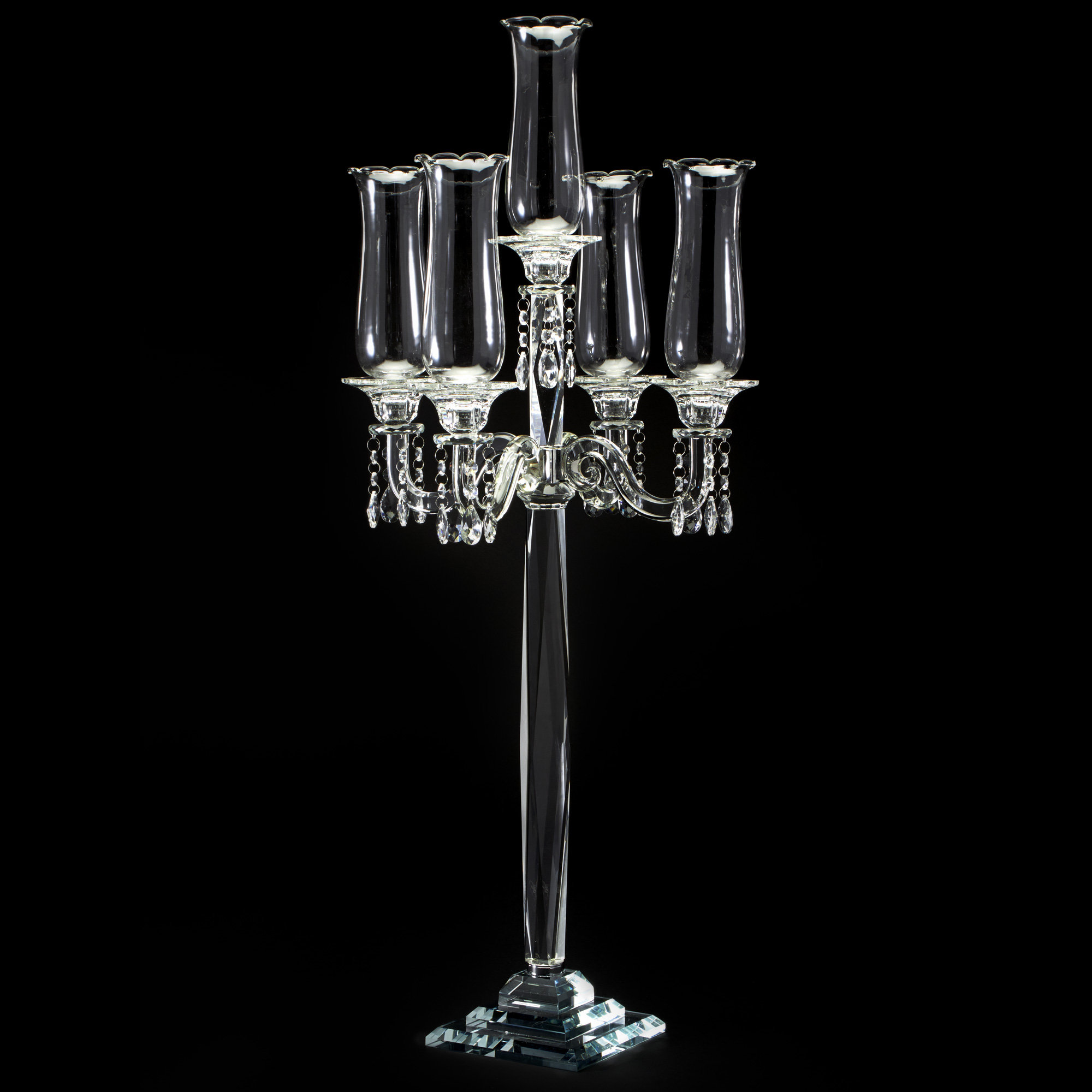 Bala Ceiling Fans 40" Crystal Candelabra 5 arm Glass Hurricane globes ...