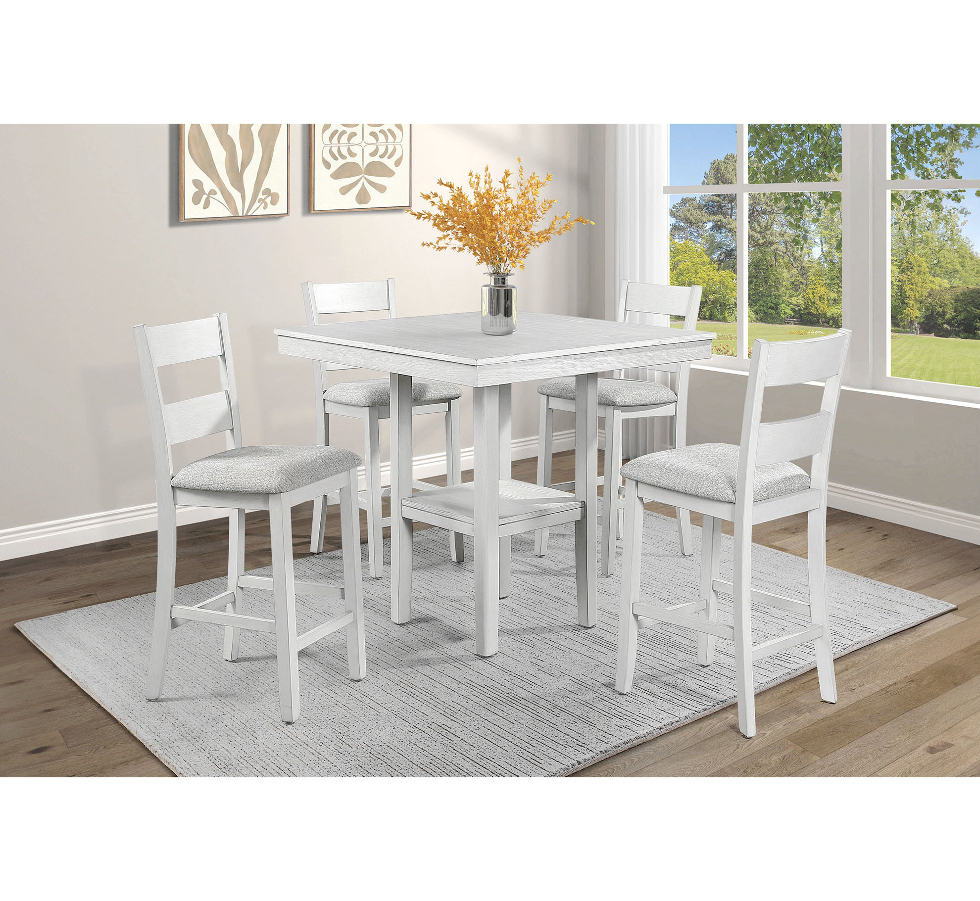 Lark Manor™ Rustic Farmhouse 5-Pc Counter Height Dining Set Square ...