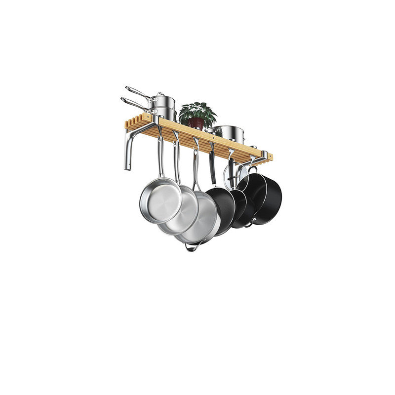Prep & Savour Wall Mounted Wooden Pot Rack, 36 by 8-Inch,Kitchen Wall ...