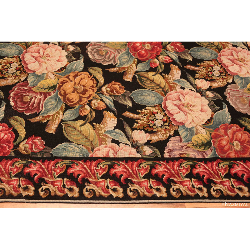 Nazmiyal Collection Floral Antique English Jewel Tone Needlepoint Rug ...