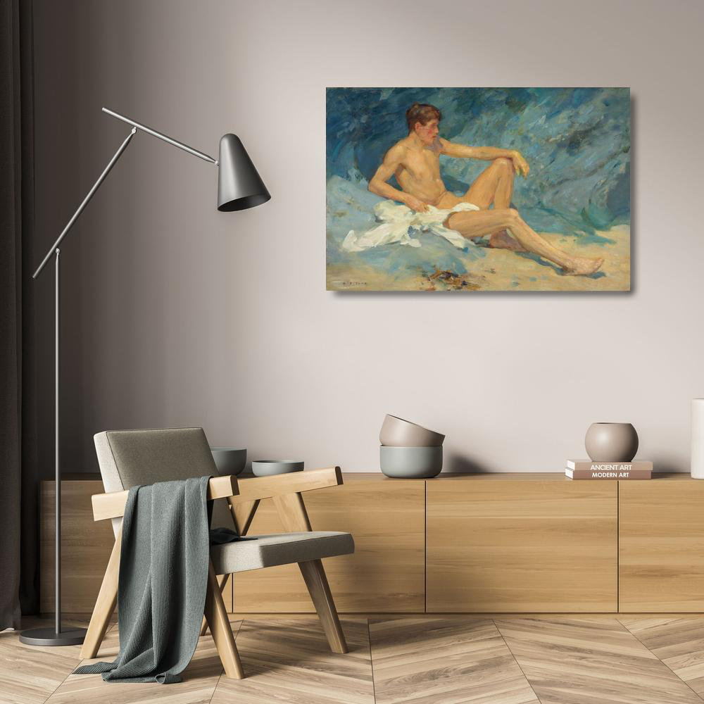 Charlton Home® "A Male Nude Reclining on Rocks" by Henry Scott Tuke ...