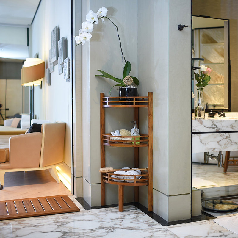 Highland Dunes Knudsen Solid Wood Free Standing Bathroom Shelves ...