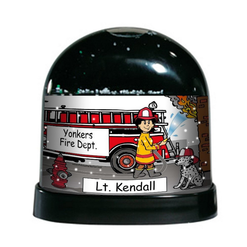 The Holiday Aisle® NTT Cartoon Caricature Female Firefighter Snow Globe ...