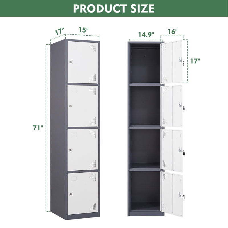 Steelcube Metal 4 - Tier 15'' Gym & Locker Room Locker with Built In ...
