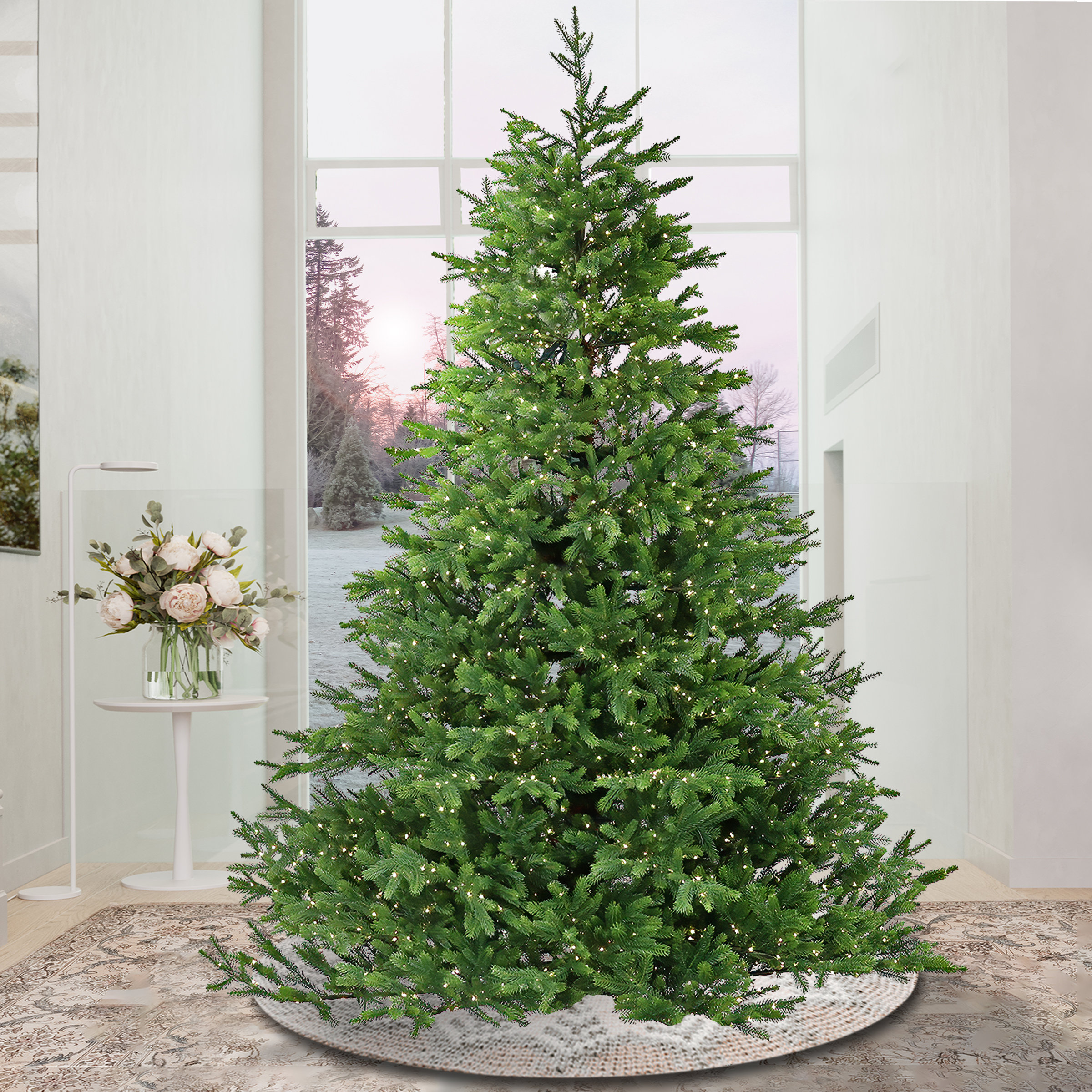 National Tree Company Pre-lit Christmas Noble Fir Hinged Tree, Dual ...