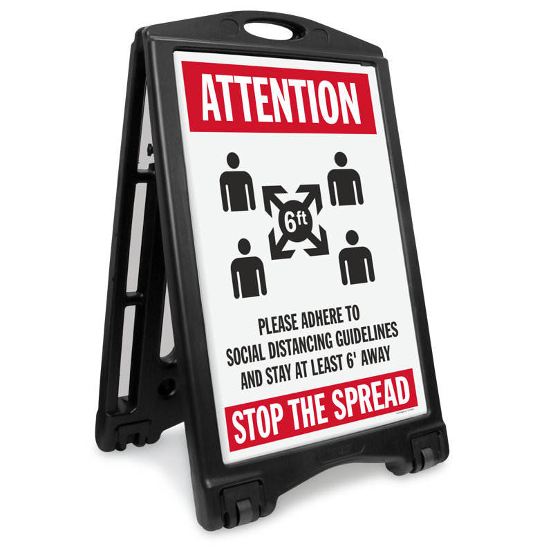 SmartSign Attention Stop the spread Social Distancing Portable Sidewalk ...