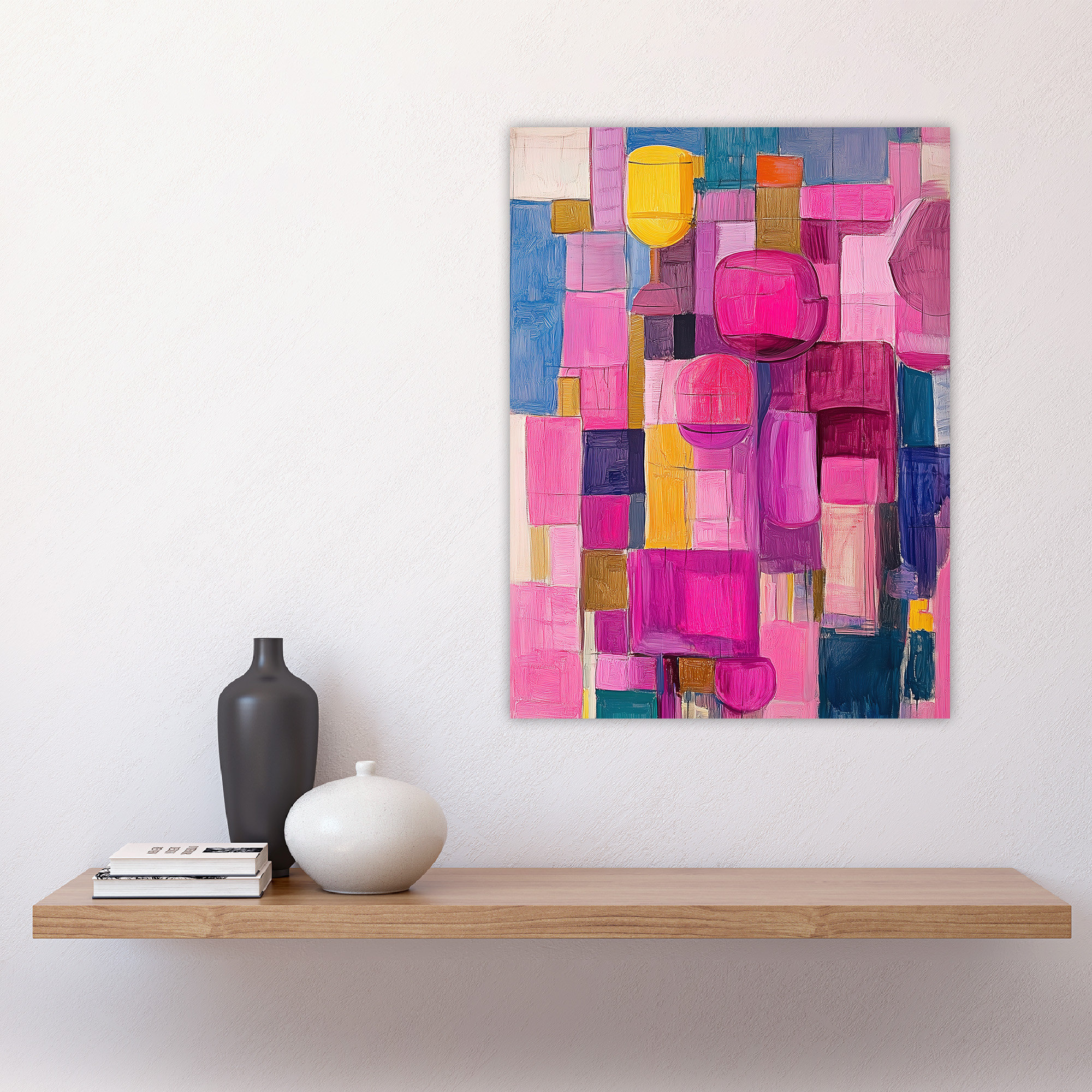 Metro Lane Wine Lover Drinks Pink Abstract Cubist Still Life Wall Art ...