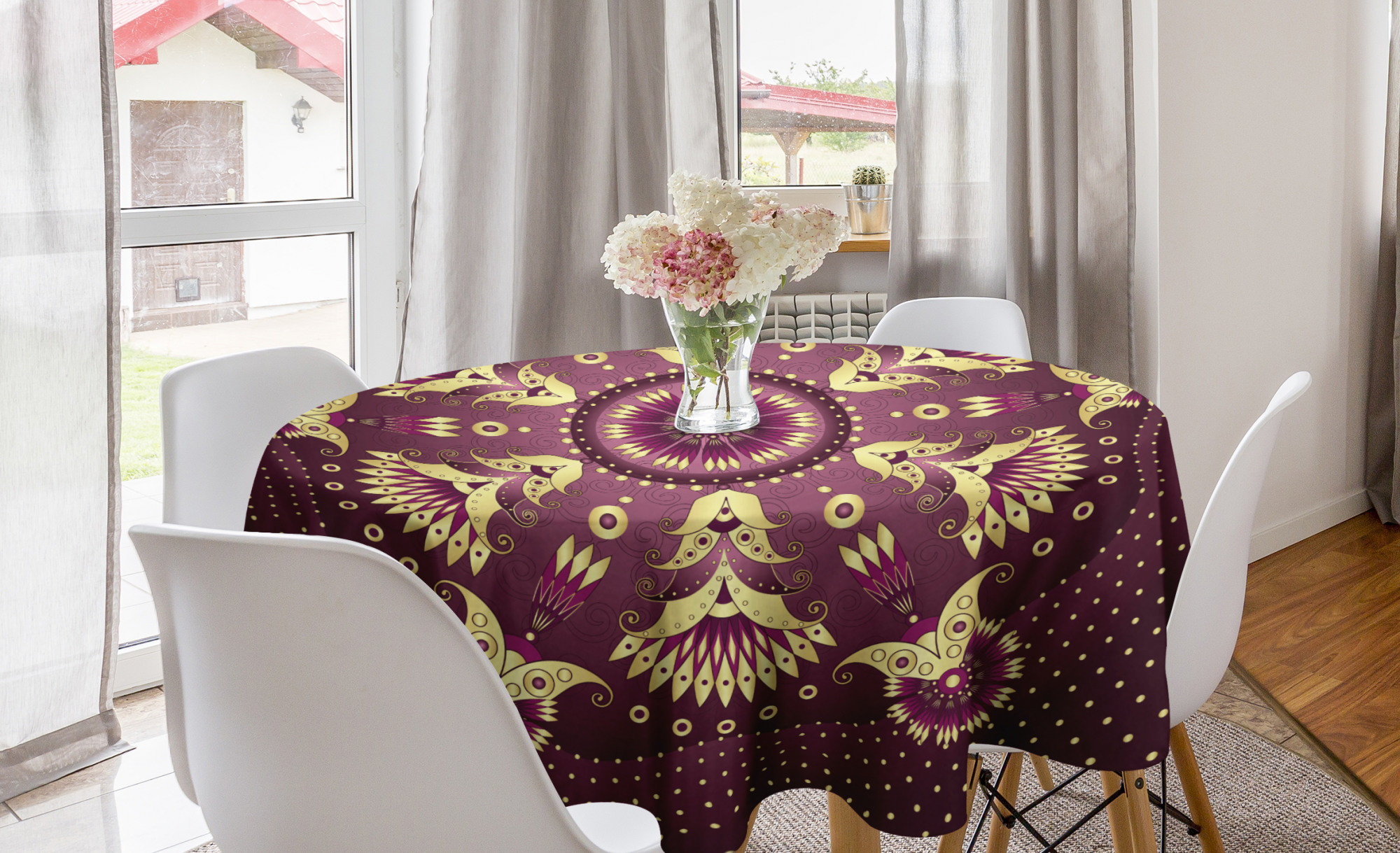 East Urban Home Ambesonne Purple Mandala Round Tablecloth, Iranian ...
