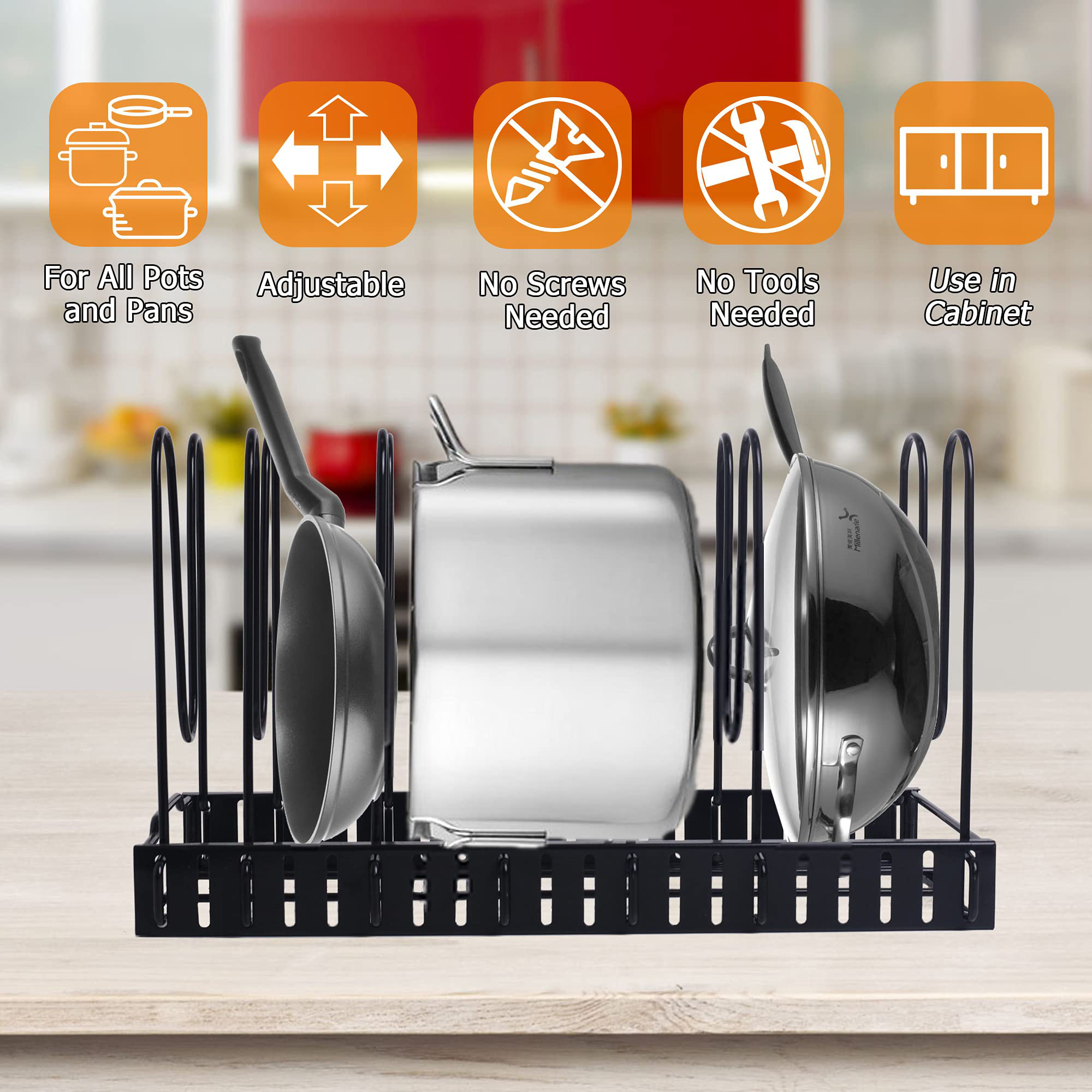 Prep & Savour Dashuri Metal Rectangle Countertop / Cabinet Pot Rack ...