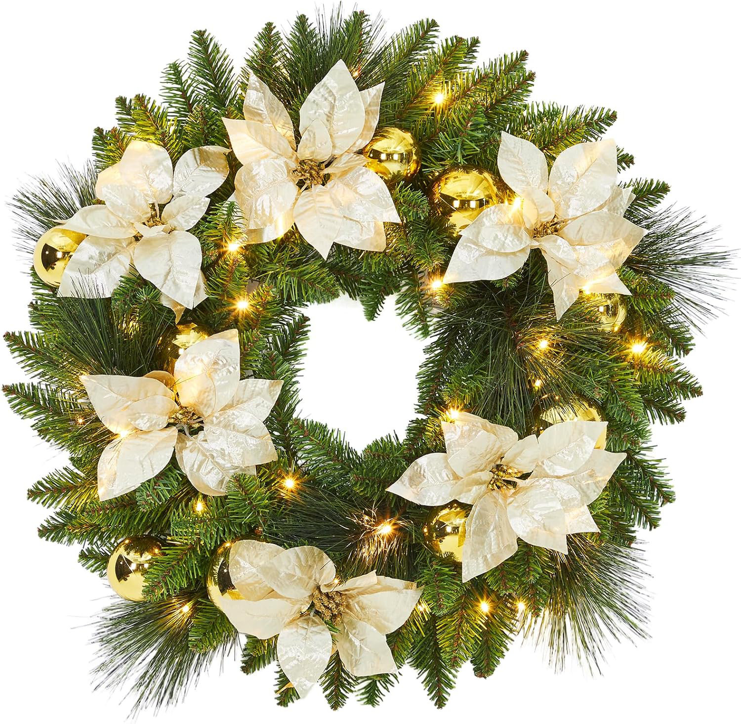 Alcott Hill® Pre-Lit LED Christmas Wreath, Battery Operated with Warm ...