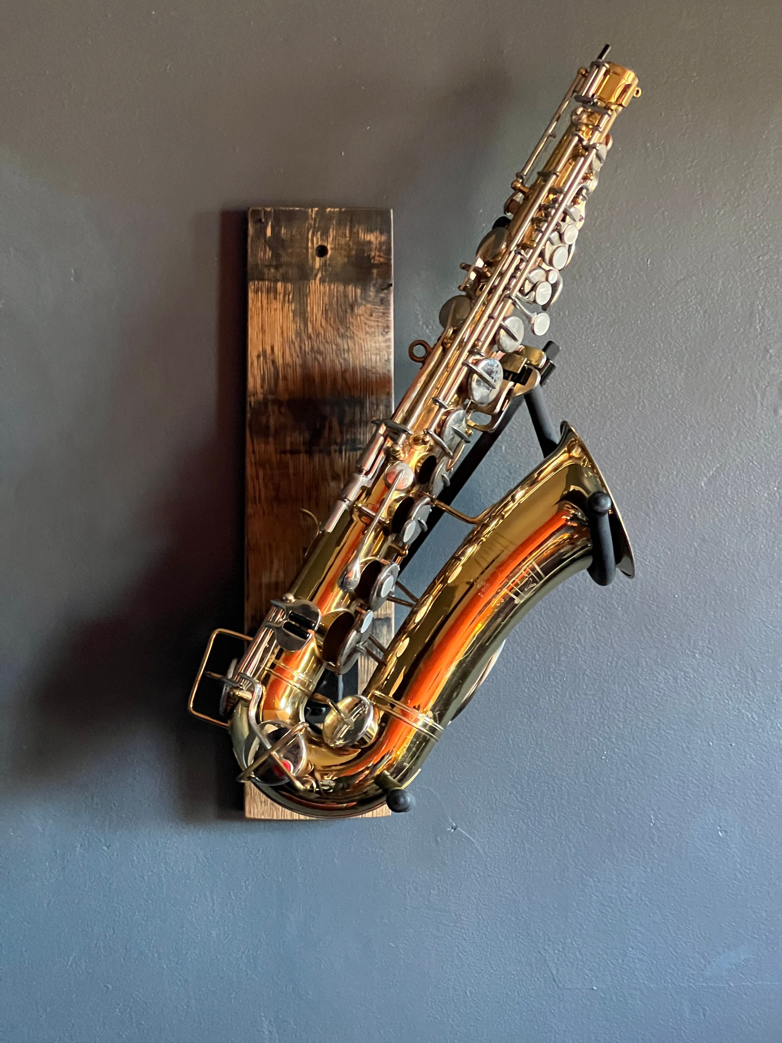 17 Stories Whiskey Barrel Stave Wall Mounted Saxophone Holder | Wayfair