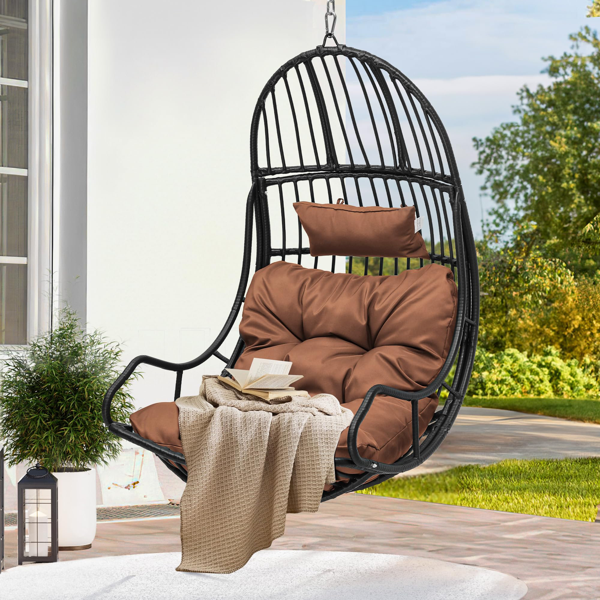 Dakota Fields Hanging Egg Swing Chair Egg Chair Wicker Indoor Outdoor ...