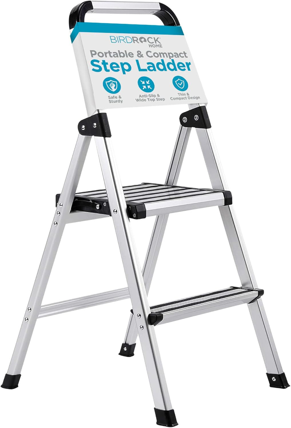 WFX Utility™ 2-Step Aluminum Step Ladder - Lightweight Foldable ...