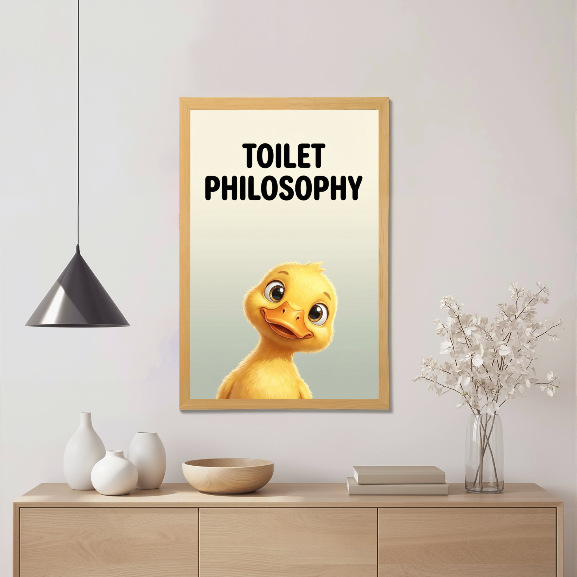 Ebern Designs Toilet Philosophy Duck Cartoon Canvas Wrapped Wall Art ...