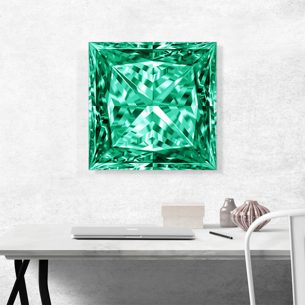 ARTCANVAS Emerald Green Princess Cut Diamond Jewel - Wrapped Canvas ...