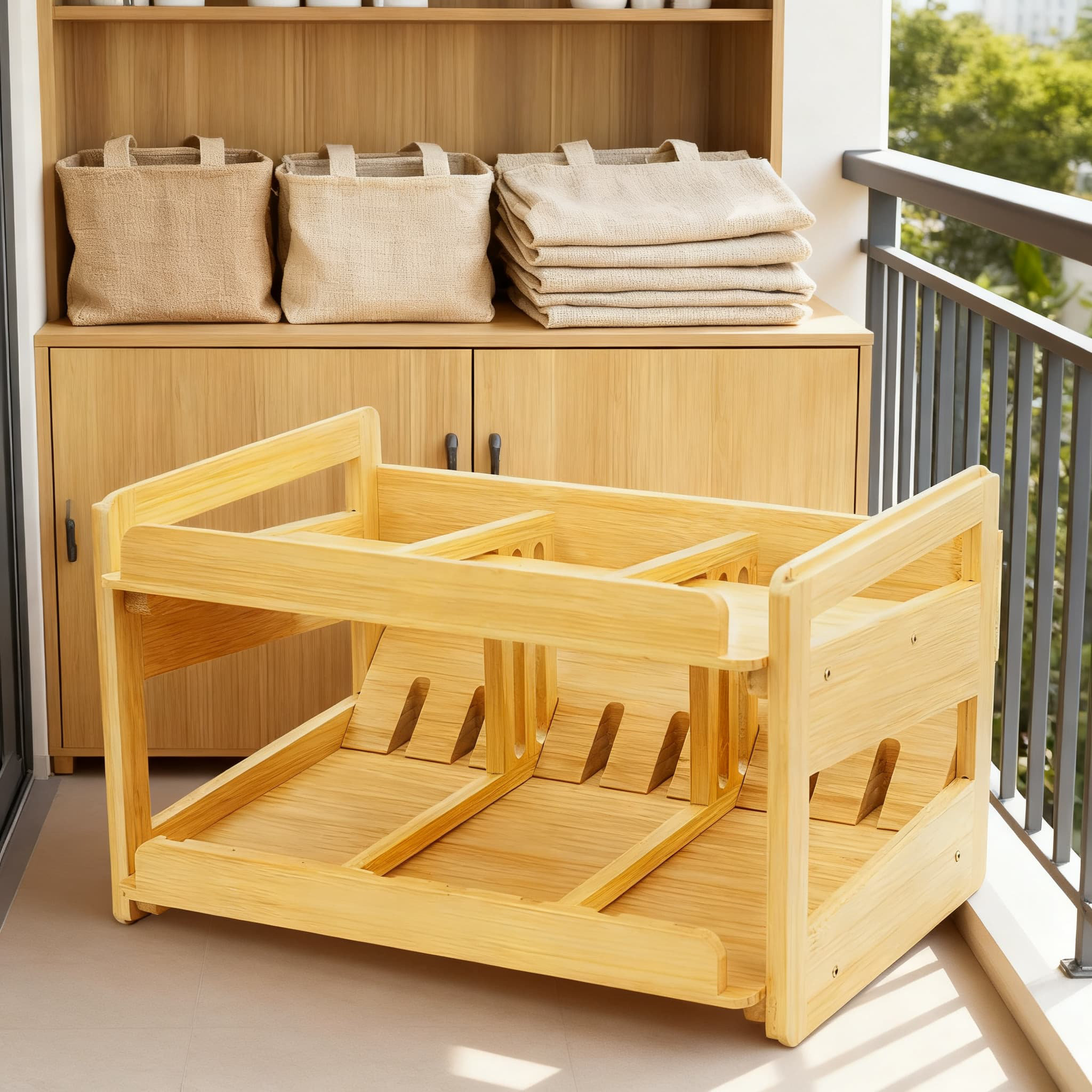 Rebrilliant Adjustable Bamboo Can Organizer Rack, Two-Tier Stackable FIFO Dispenser For Pantry ...