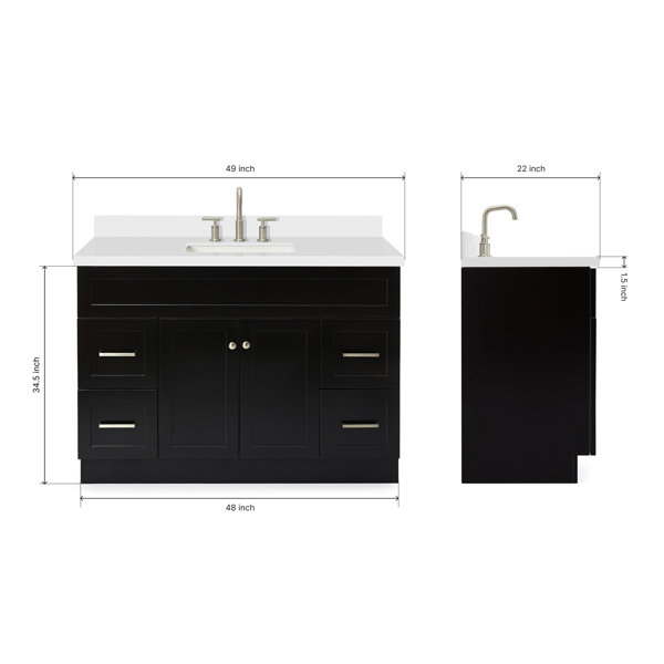Winston Porter Westman 49'' Single Bathroom Vanity with White Quartz ...