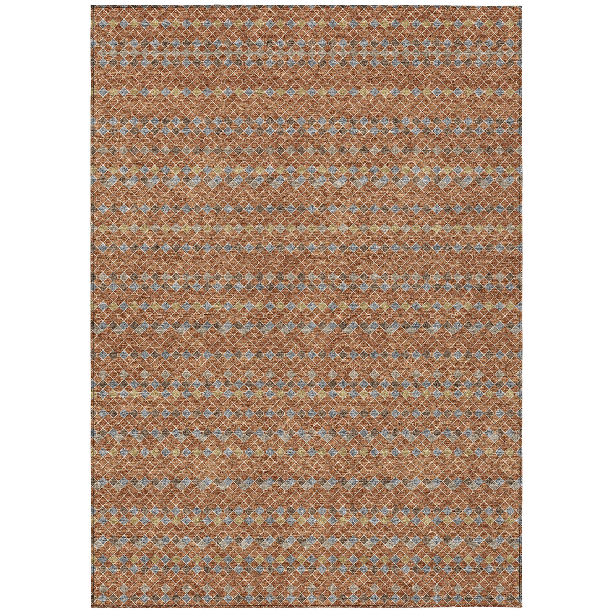 17 Stories 8' X 10' Orange And Taupe Striped Washable Indoor Outdoor ...