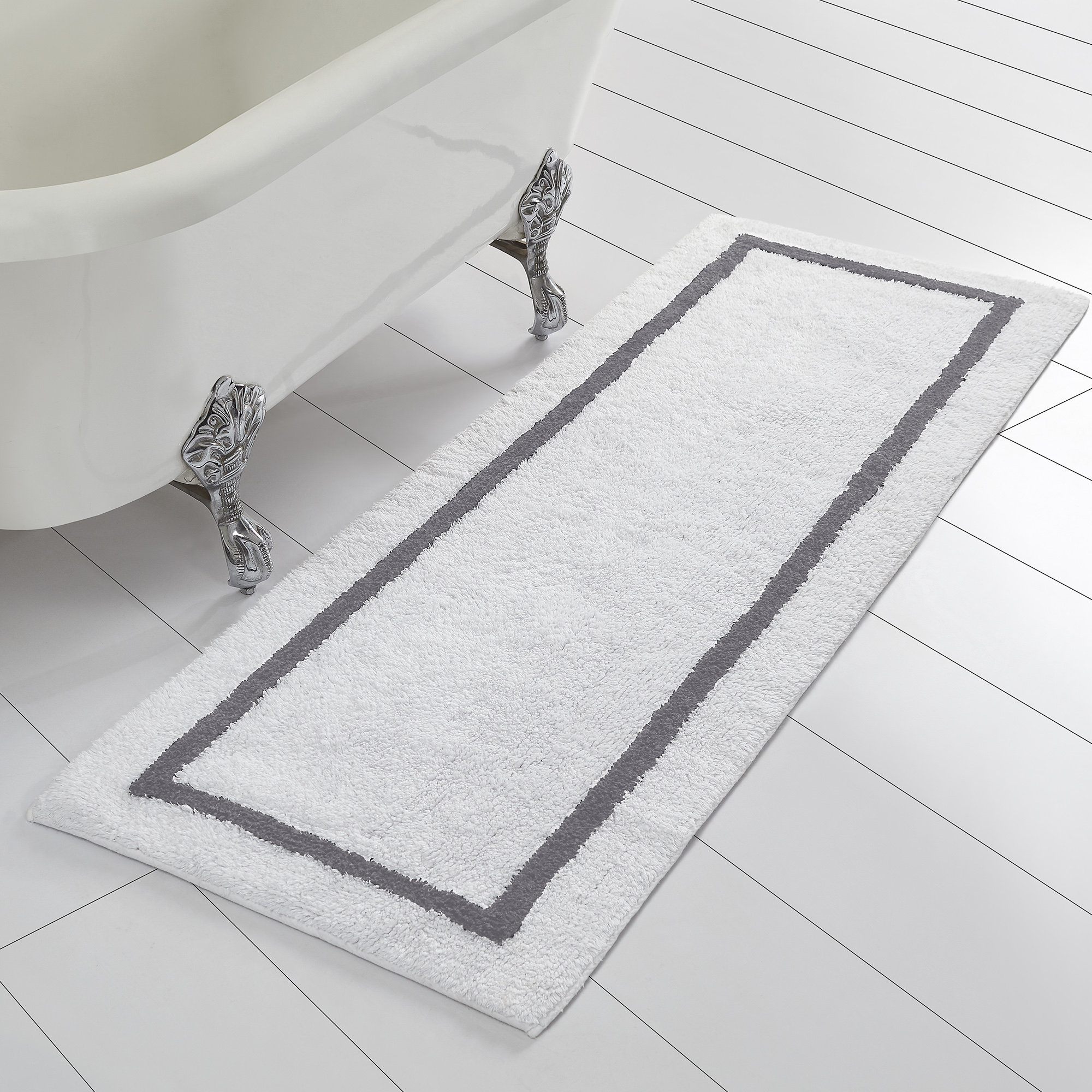 Modern Threads Reversible Contrast Stripe Bath Runner & Reviews | Wayfair