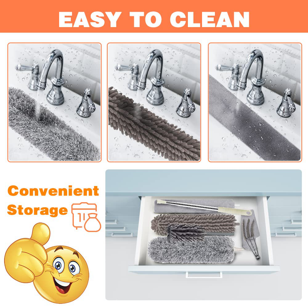 X－MAX FURNITURE Microfiber Duster, 7PCS Feather Duster With 100 Inch ...