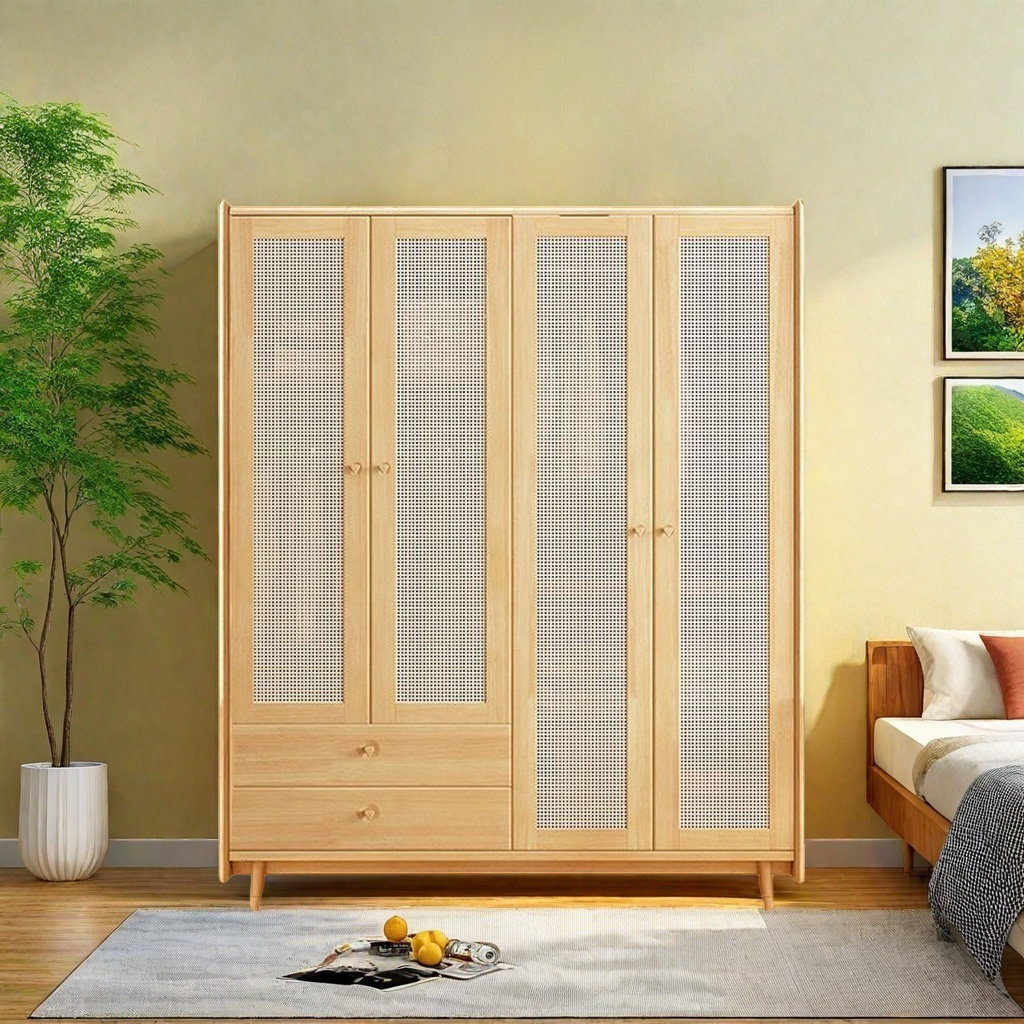 marlao Simple Rattan Woven Wardrobe - Wayfair Canada