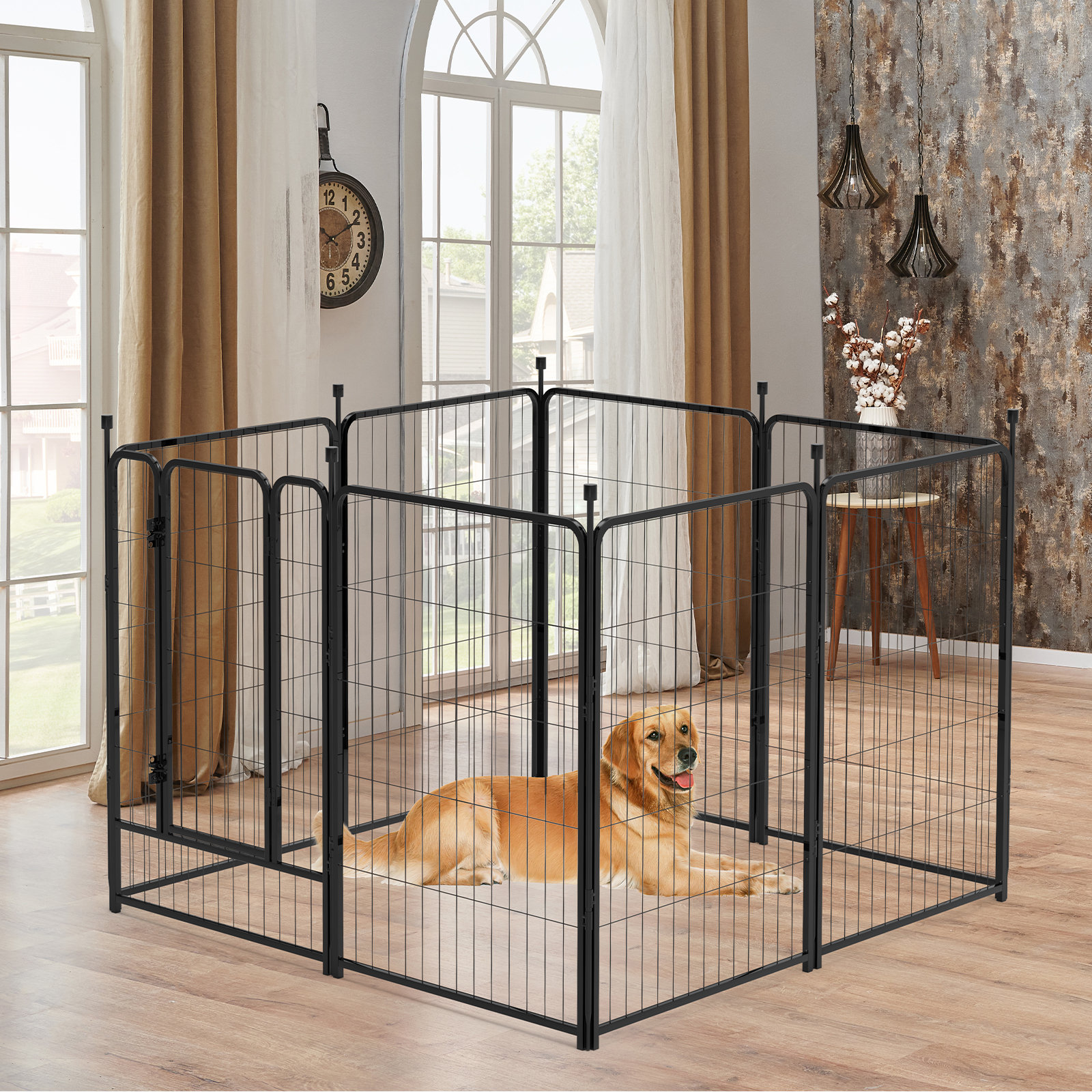 Keenso 8-Panel Foldable 24-Inch Metal Pet Pen With Door & Reviews | Wayfair