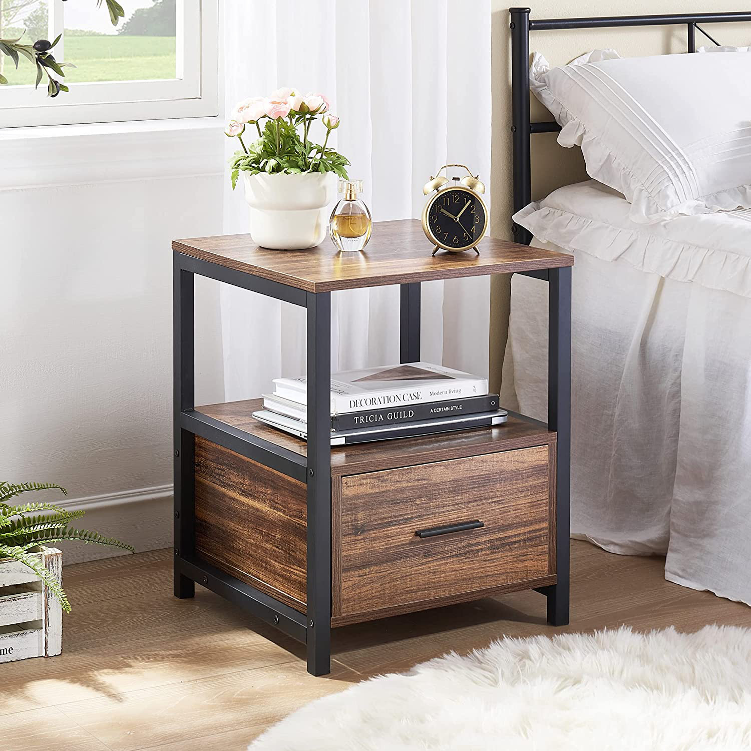 17 Stories Nightstand Set Of 2, Modern Square End Side Table, Night ...