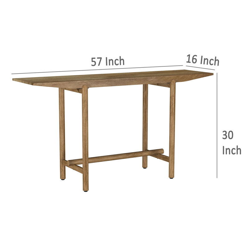 Benjara Arius Sofa Console Table, 57 Inch Slim Rectangular Brown Mango ...