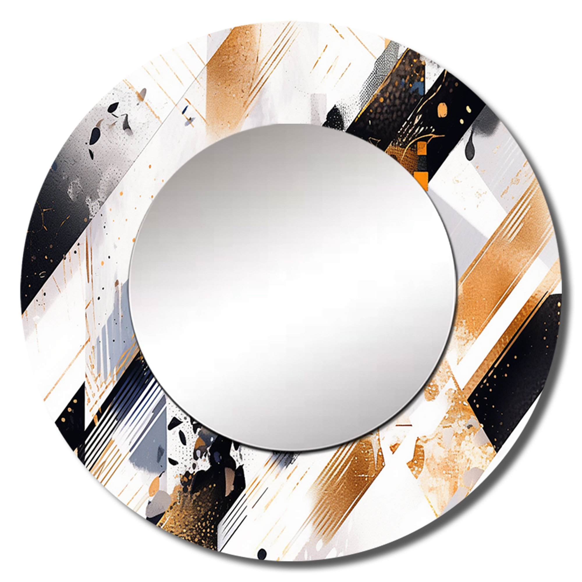Design Art Gold Black Symmetrical Sripes I - Cubism Decorative Mirror ...