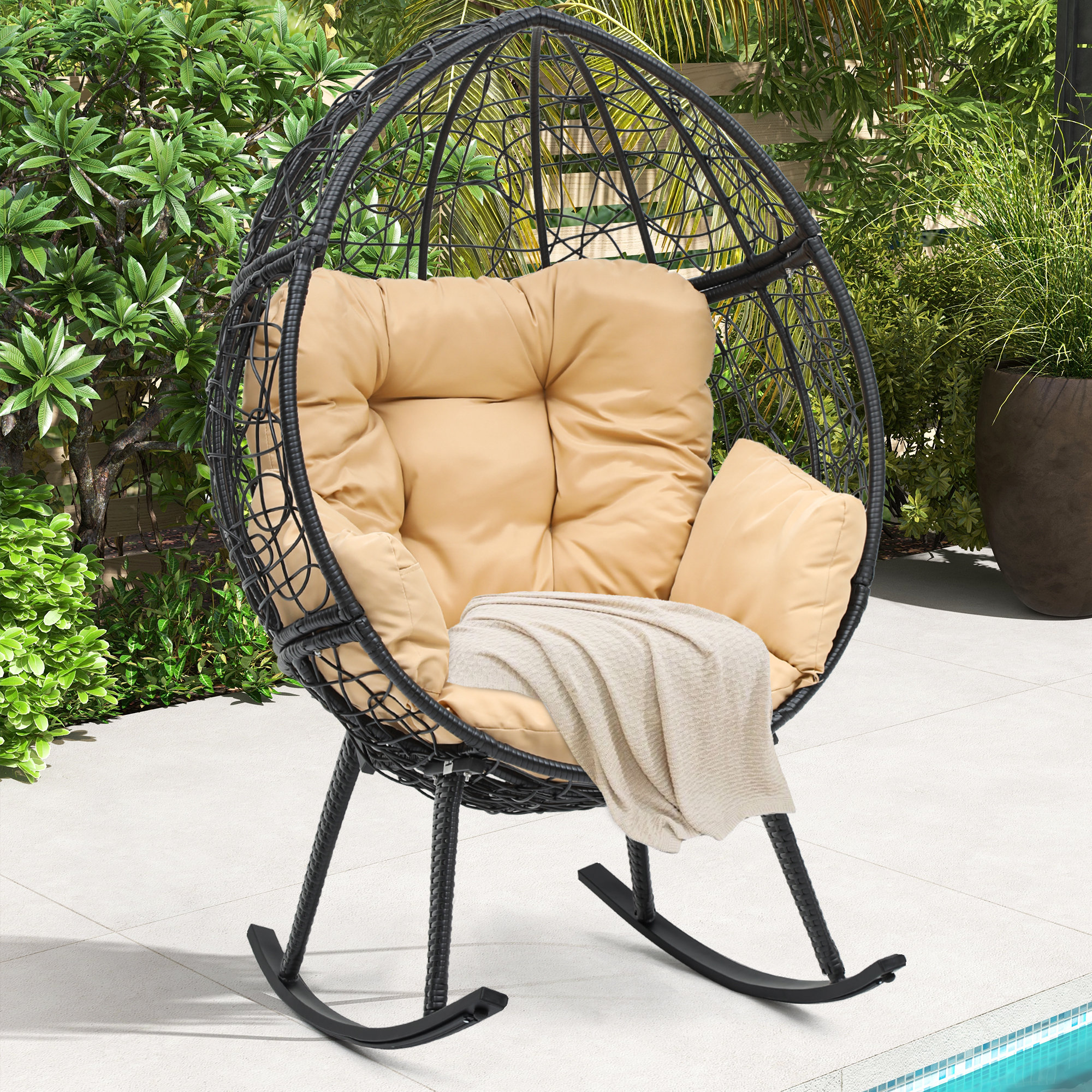 Langley Street® Malakai Wicker Outdoor Rocker Chair & Reviews | Wayfair