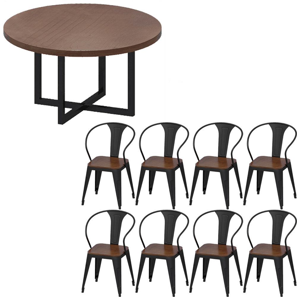 Waagy American style solid wood round table set - Wayfair Canada