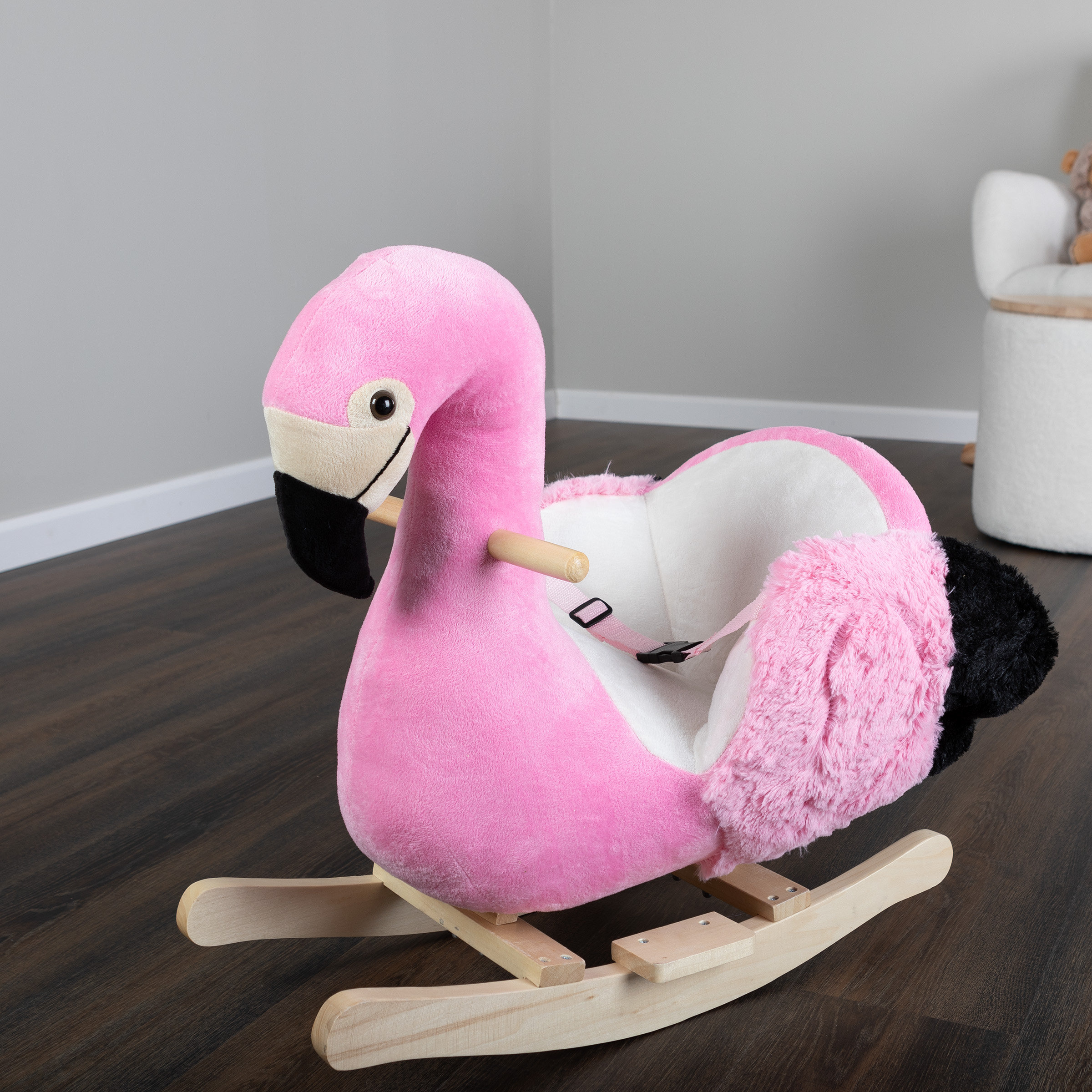 Happy Trails Rocking Horse - Plush Flamingo Ride on Toys with Seat and ...