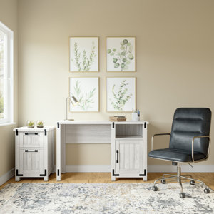 Sand & Stable™ Robby Modern Farmhouse White Computer Desk & Reviews ...
