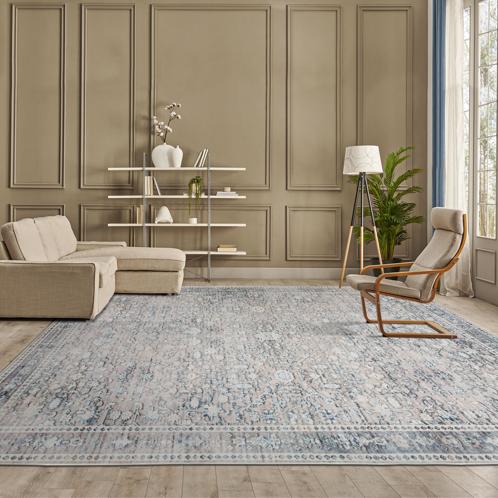 Union Rustic Kaysyn Oriental Floral Design Performance Machine Washable ...