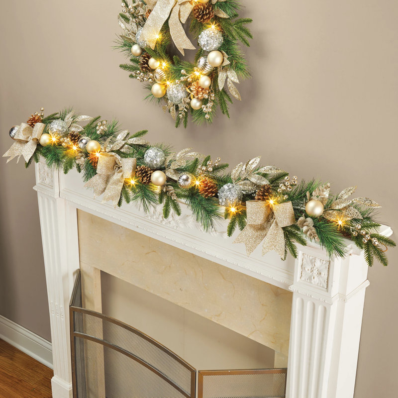 The Holiday Aisle® LED Lighted Silver & Gold Ornament 5-foot Long ...