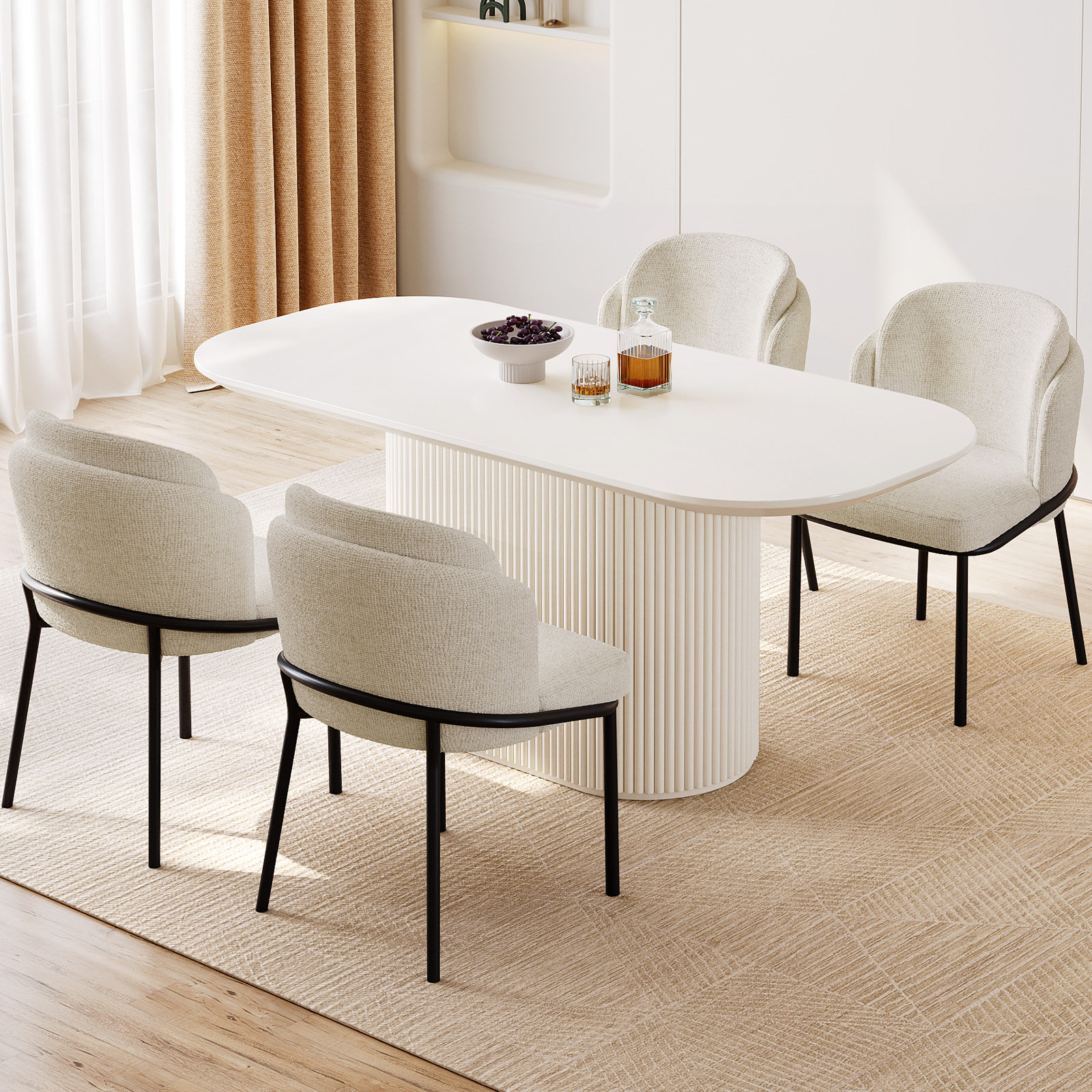 Corrigan Studio White Dining Table Set,Modern Dining Room Table With ...