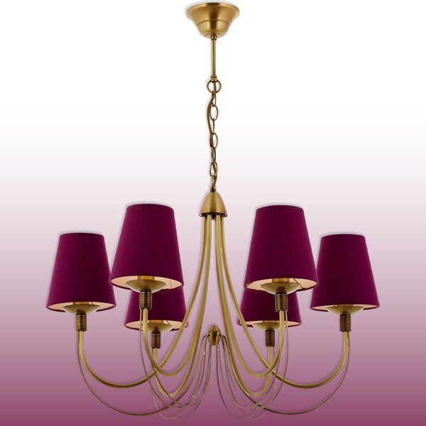 Bloomsbury Market 6 Lights Metal Body Purple Fabric Cap Luxury ...