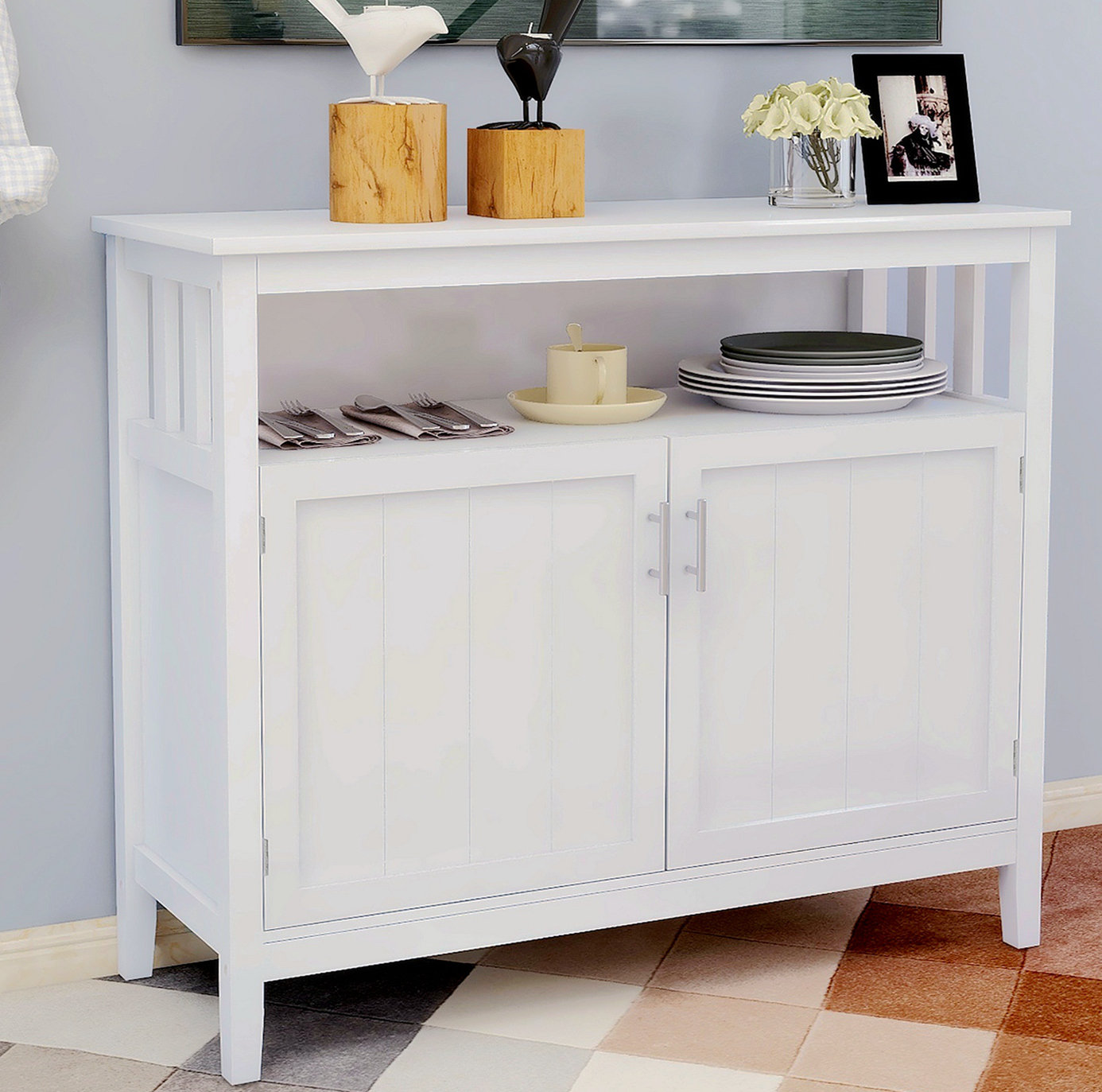 Winston Porter Neshelle 40.07'' Sideboard Open Sideboard Buffet Cabinet ...