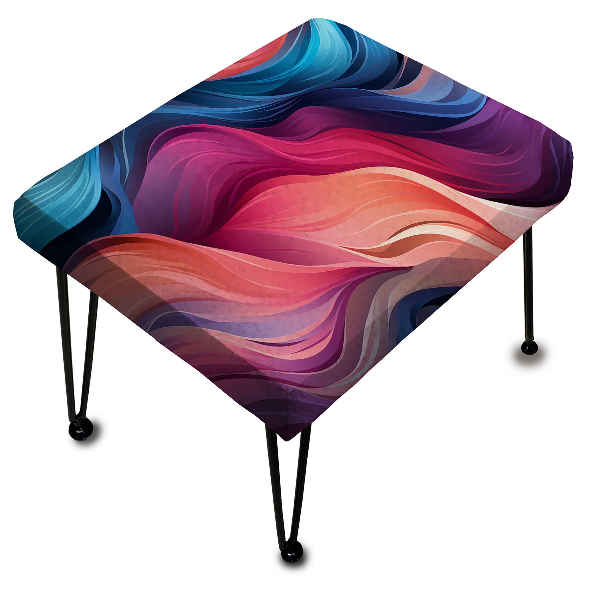 Design Art Pink Mystic Aura Symphony Waves - Abstract Rectangle Ottoman ...
