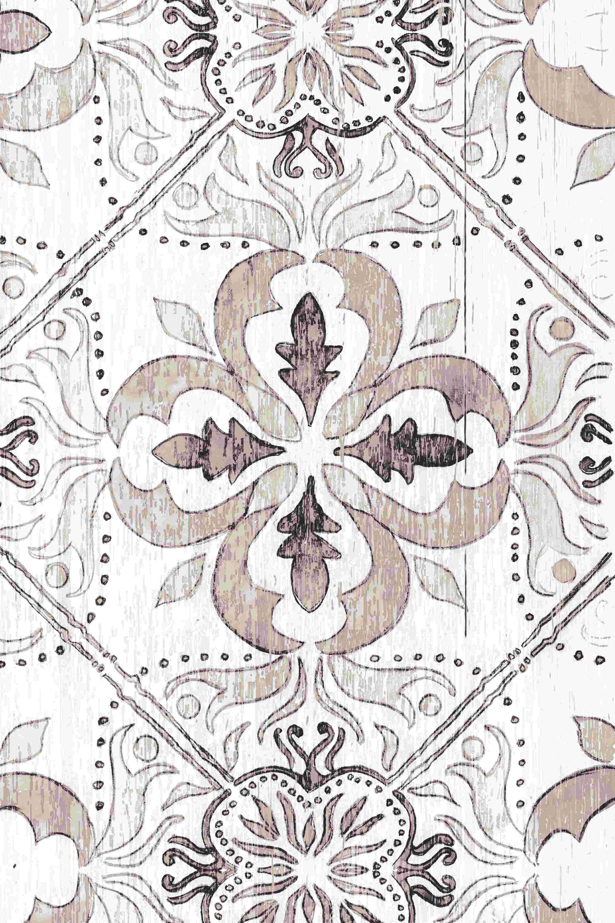 Dakota Fields Washed Out Grey Tile Pattern - Wrapped Canvas Print | Wayfair