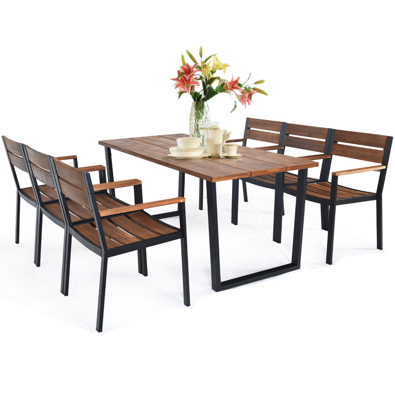 Loon Peak® Janousek 6 - Person Rectangular Outdoor Dining Set & Reviews ...