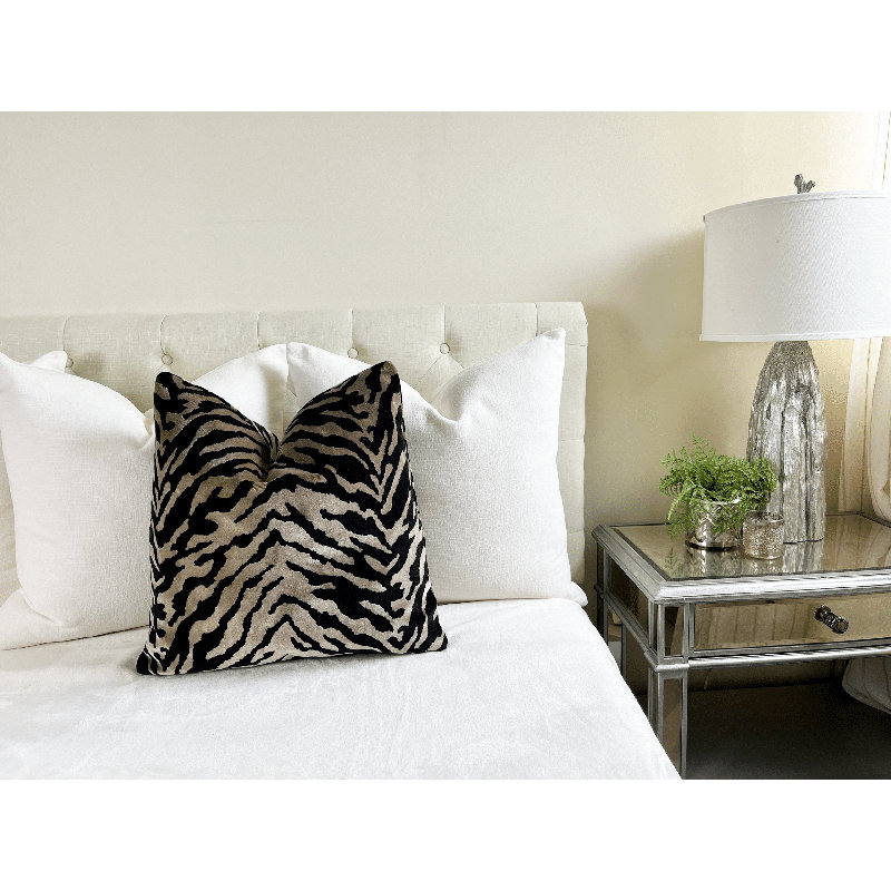 Smithy Home Couture Velvet Zebra Print Throw Pillow Cover | Wayfair