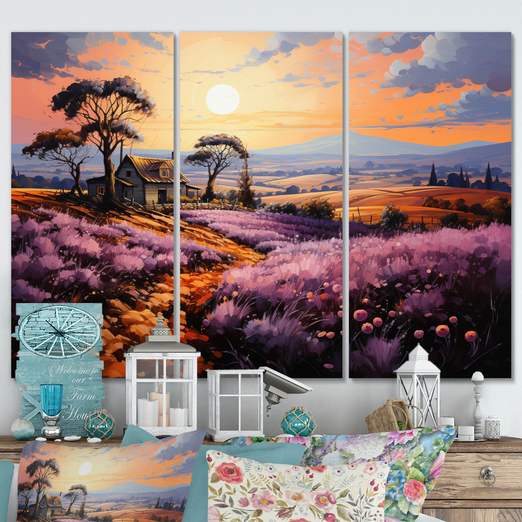 Ophelia & Co. Countryside Lavender Landscape Patchwork IV - Landscapes ...
