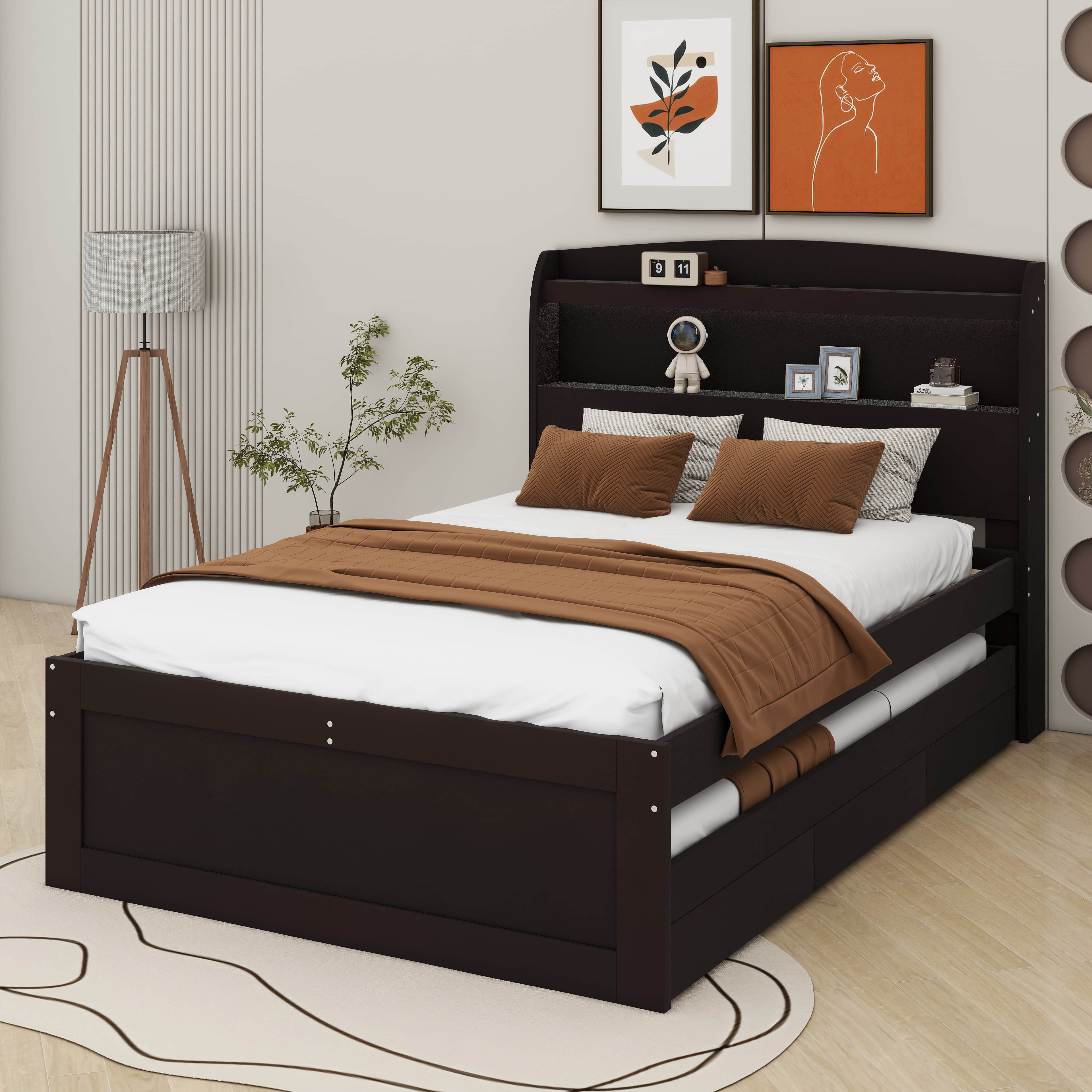 Lark Manor™ Haught Platform Bed With Storage LED Headboard | Wayfair